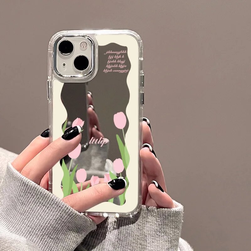 Зеркальный чехол для телефона iPhone 11, чехол для iPhone 17, 12, 13, 16, 15, 14 Pro Max XS XR, эстетический художественный чехол с буквами для макияжа, зеркальный мягкий чехол