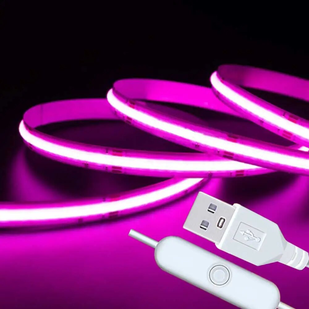 Acosh neon Светодиодная лента COB тёплый/холодный белый свет 400 светодиодов/м pink, 0.3m