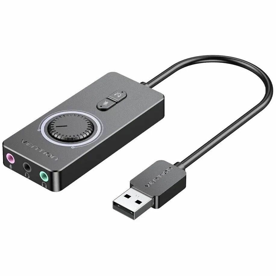 Внешняя звуковая карта Vention c регулятором громкости USB, 3.5 мм CDRBB