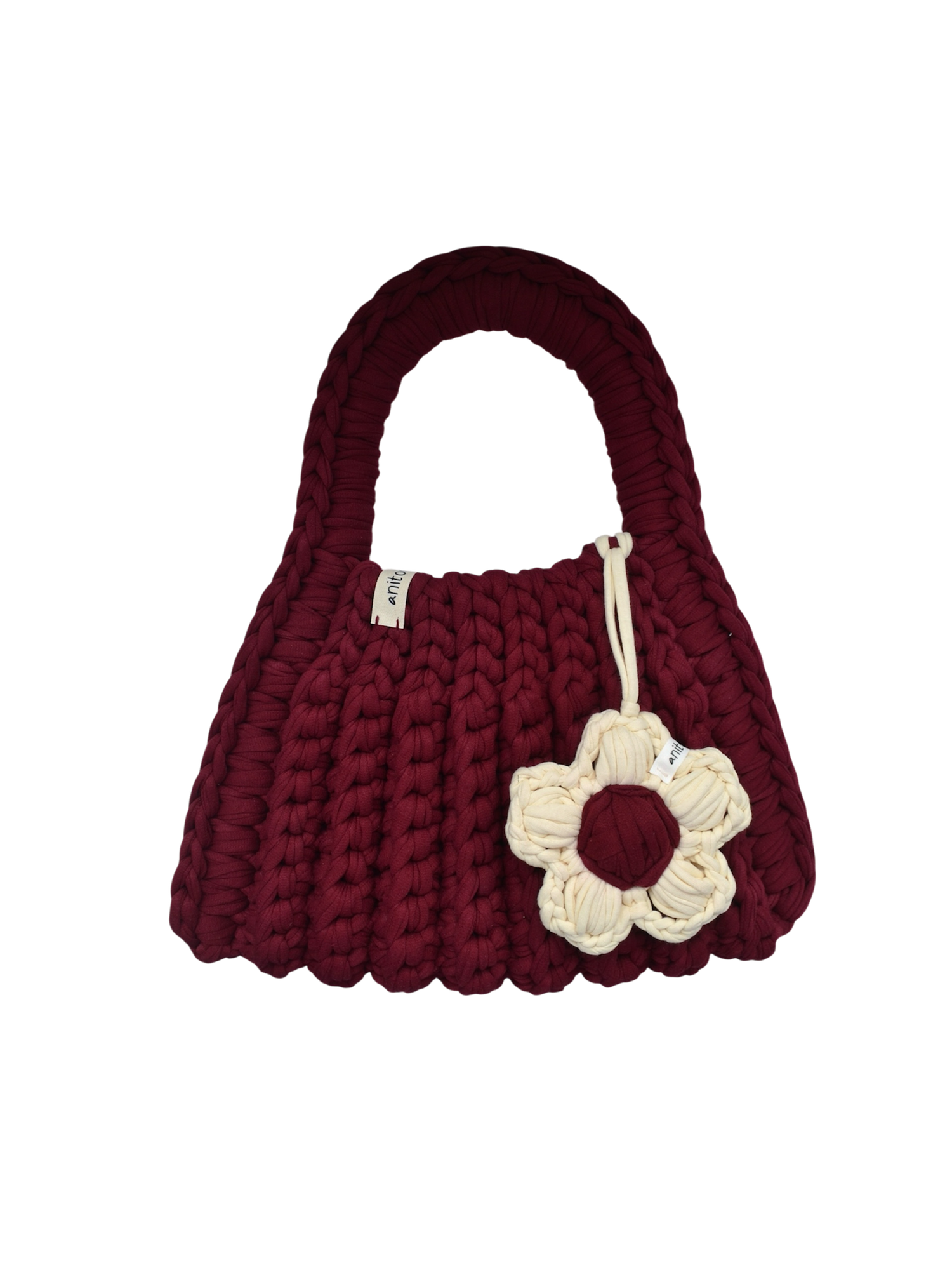 Сумка тоут  - ракушка, с брелком в виде цветка, anitochka.shop, вино