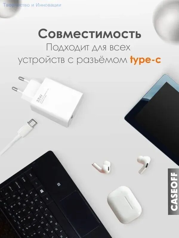 Сетевое зарядное устройство, с быстрой зарядкой для iPhone и современных смартфонов, компактный адаптер — фото 1