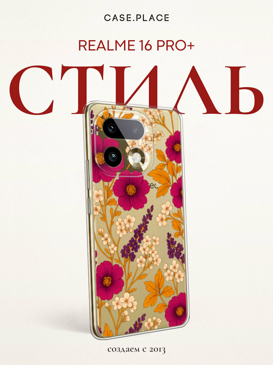 Чехол на Realme 16 Pro+ / Реалми 16 Про+ с принтом Красивые сухоцветы 2