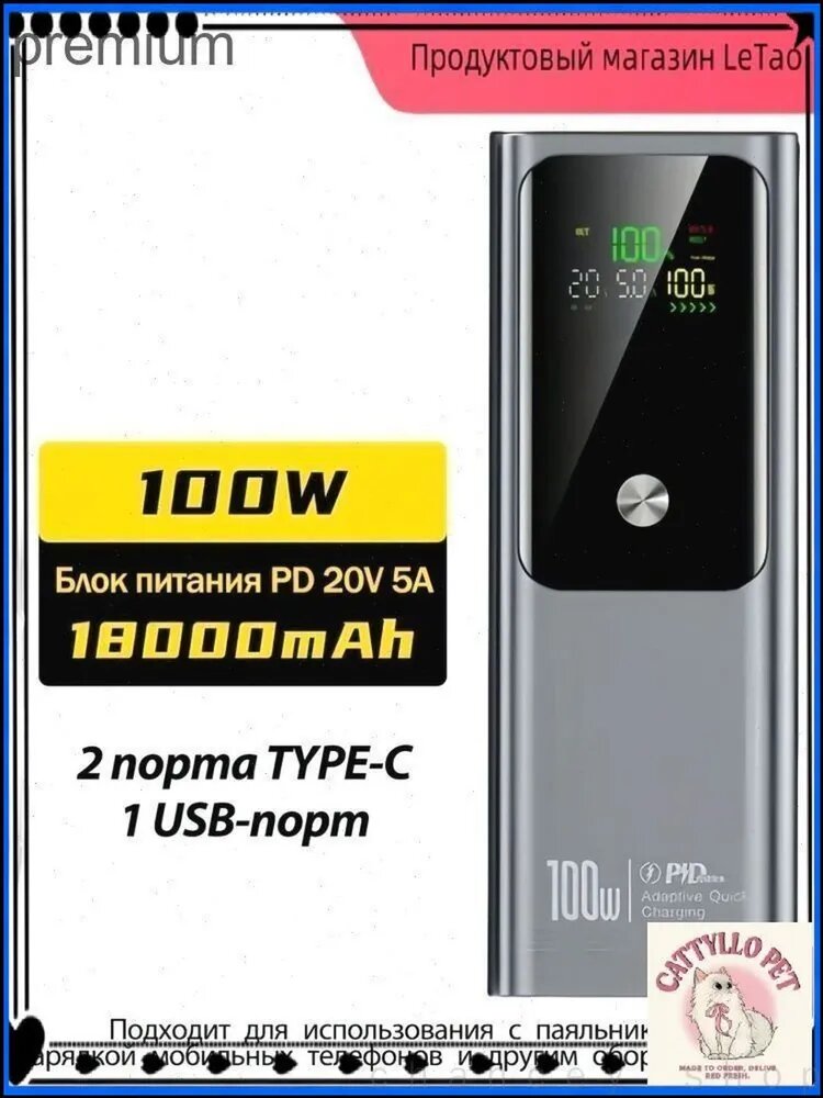 Бестселлер 2024: FNIRSI FBP100 100Вт PD power bank с протоколом быстрой зарядки 5A20V