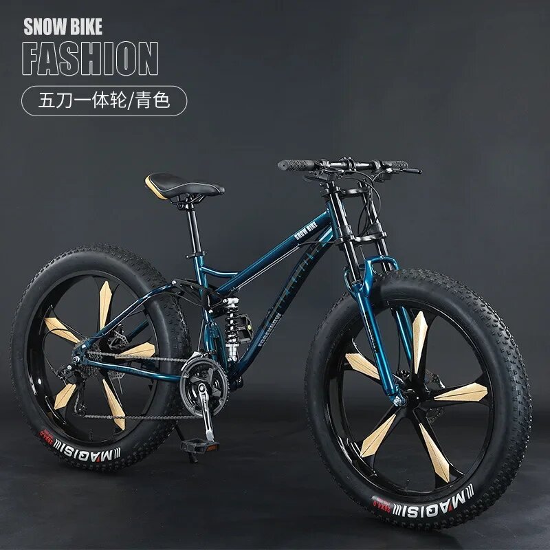 26-дюймовые алюминиевые велосипеды Fat Bicycles 4.0 горный фэт-байк / Горный велосипед Fatbike с пятью лопатками, дисковыми тормозами, снежный велосипед