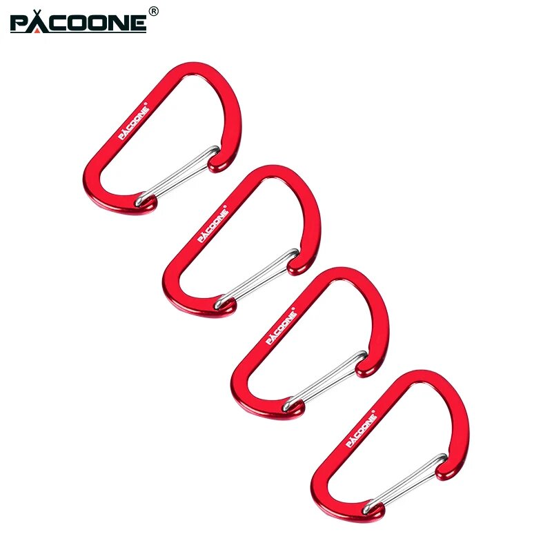 Карабин D-образный PACOONE, 4 Шт, Мини-зажим Из Алюминия, EDC, Для Выживания, Подвесной Крючок