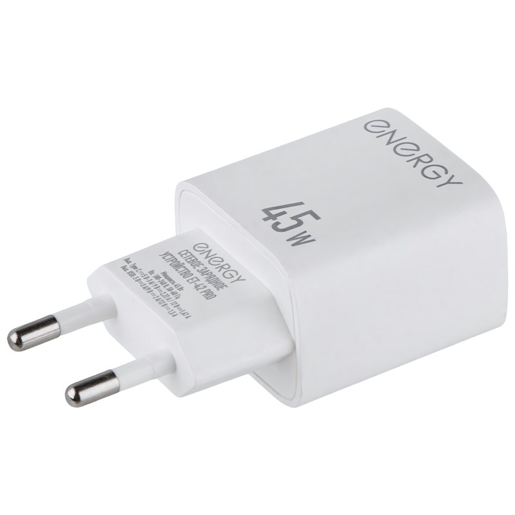 Сетевое зарядное устройство ENERGY "ET-42 PRO", 45 Вт, белое, быстрая зарядка