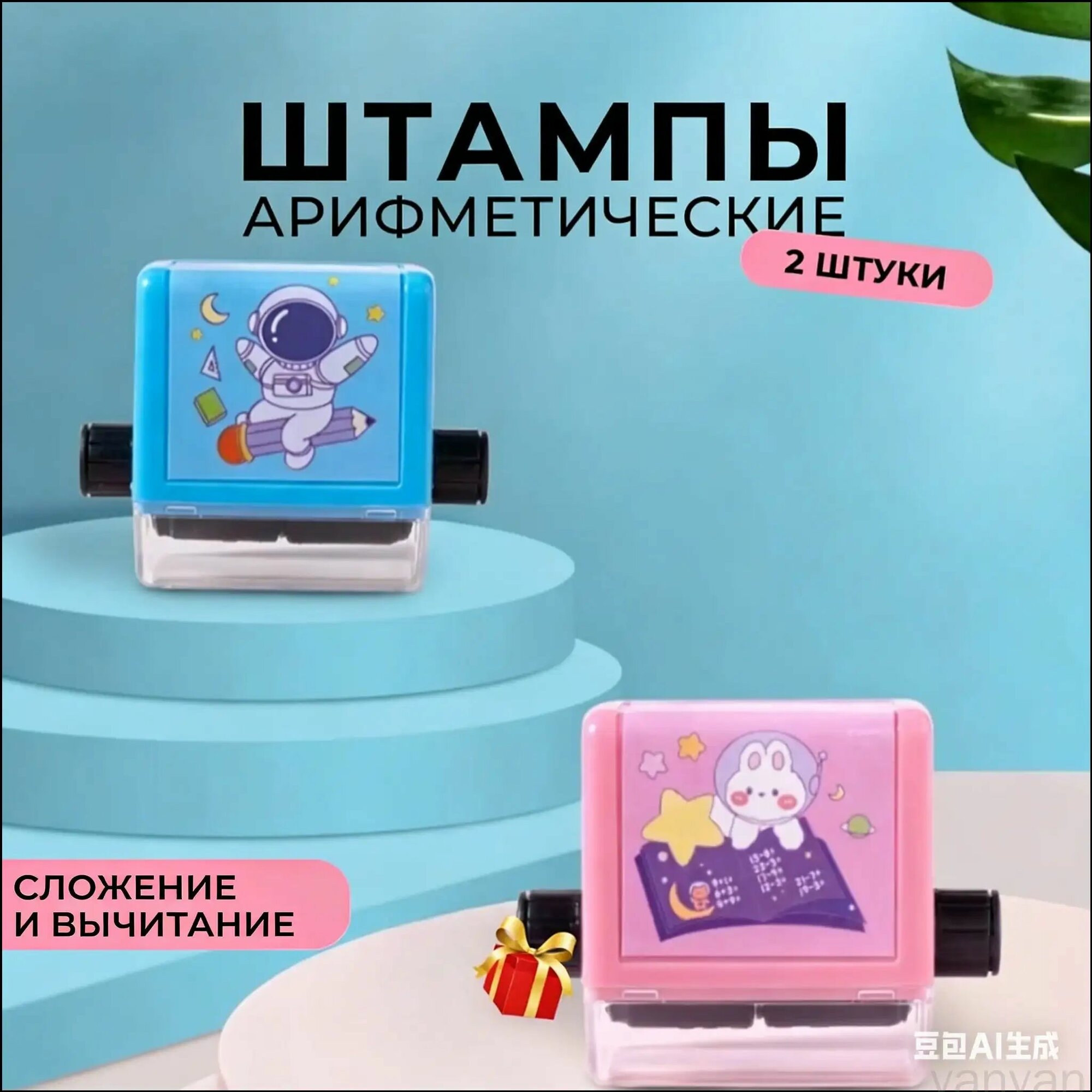 Арифметический штамп 2 шт. (cложение и вычитание) / Математический ролик / учебное пособие по математике