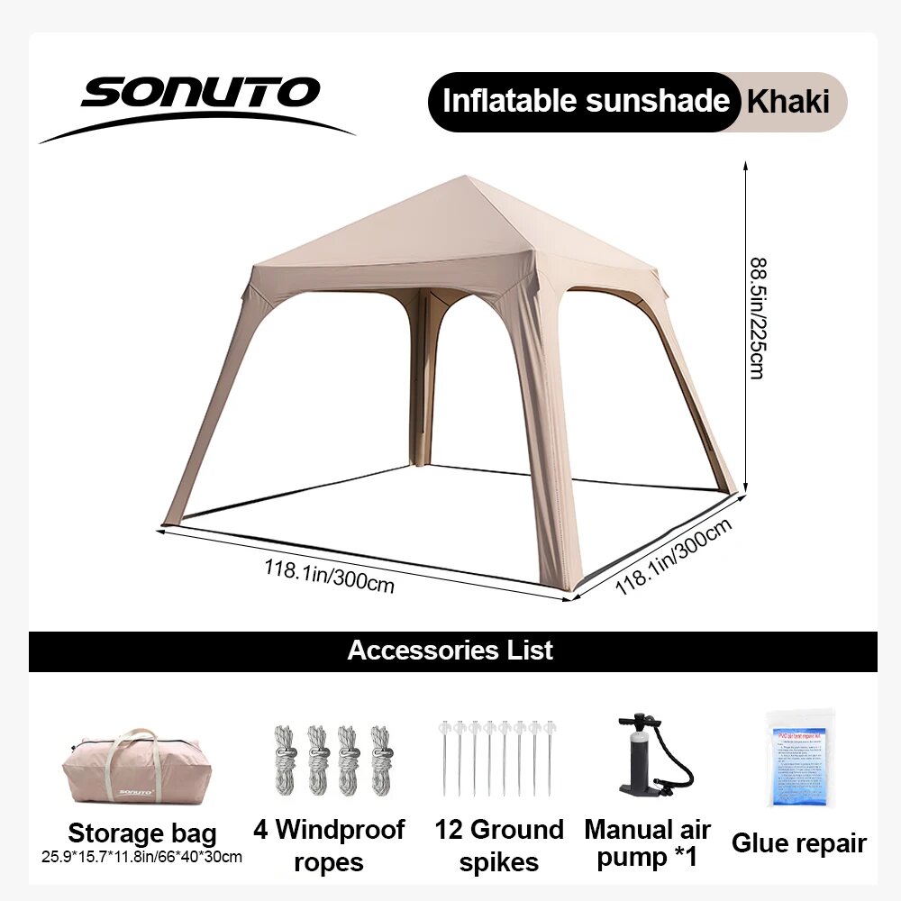 Sonuto Luxury 3x3m Глампинг Инфлябельный Палатка, Эстетическая Каюта Воздушная Палатка, Большое Пространство Вилла Палатка для Садового Пати, Мероприятия и Кампинга