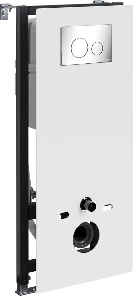 Инсталляция с кнопкой Wasserkraft Abens 20TLT.010. ME. WH. CH02 50 см, крепление к стене/к полу, кнопка для унитаза хром, глянцевая, с шумоизоляцией