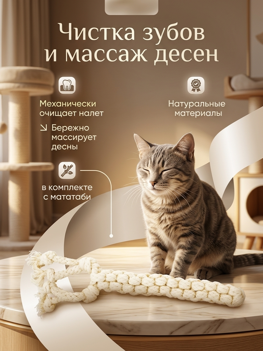 Набор игрушка для кошек и котят Japan Premium Pet двурядная косичка с мататаби для глубокой чистки зубов и снятия стресса
