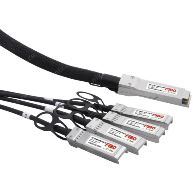 FIBO FT-Q40-4S10-DAC3m Кабель/ FIBO FT-Q40-4S10-DAC3m QSFP+ 40G to 4SFP+ 10G DAC модуль, медный кабель Belden, 3 метр