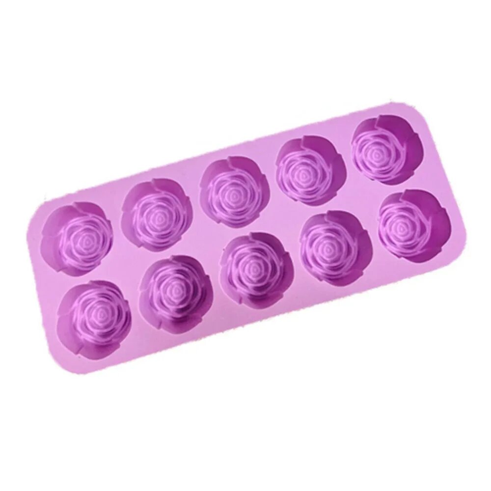 Силиконовая форма для выпечки роза 10 шт Фиолетовый, Purple