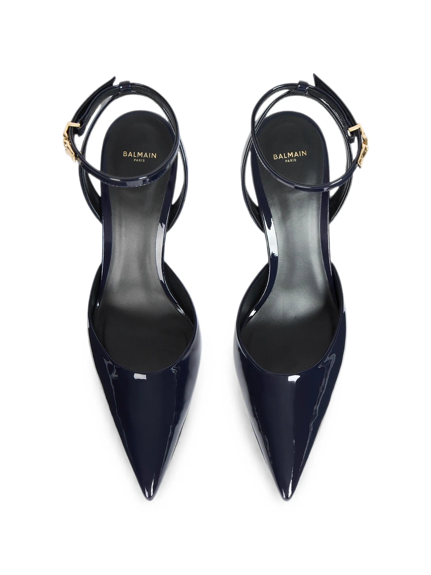 Туфли BALMAIN Patent-leather strappy courts, размер 40, синий — фото 1