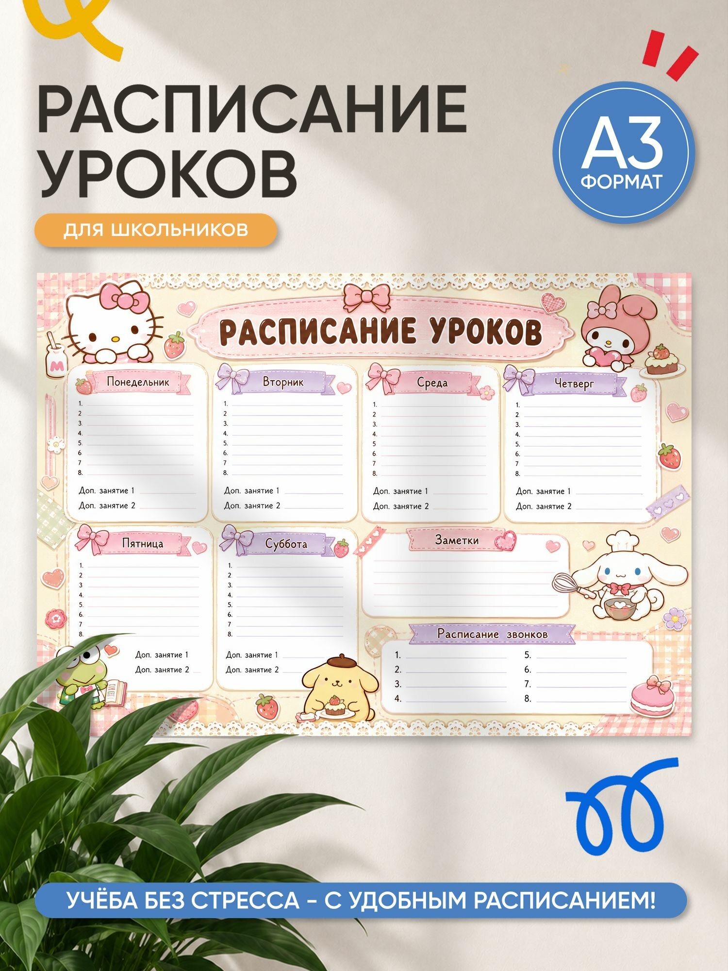 Расписание уроков Hello kitty, Хеллоу Китти
