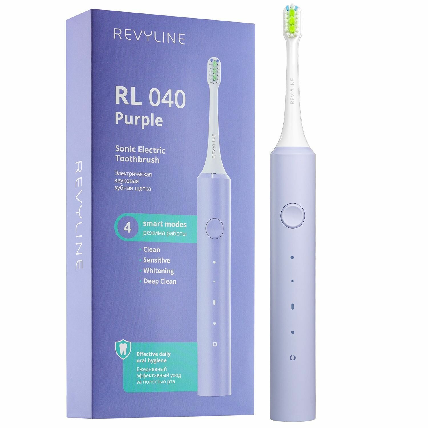 Электрическая зубная щетка Revyline RL 040, звуковая, фиолетовая, взрослая, с мягкой щетиной, для чувствительных зубов, для виниров, для женщин, для мужчин