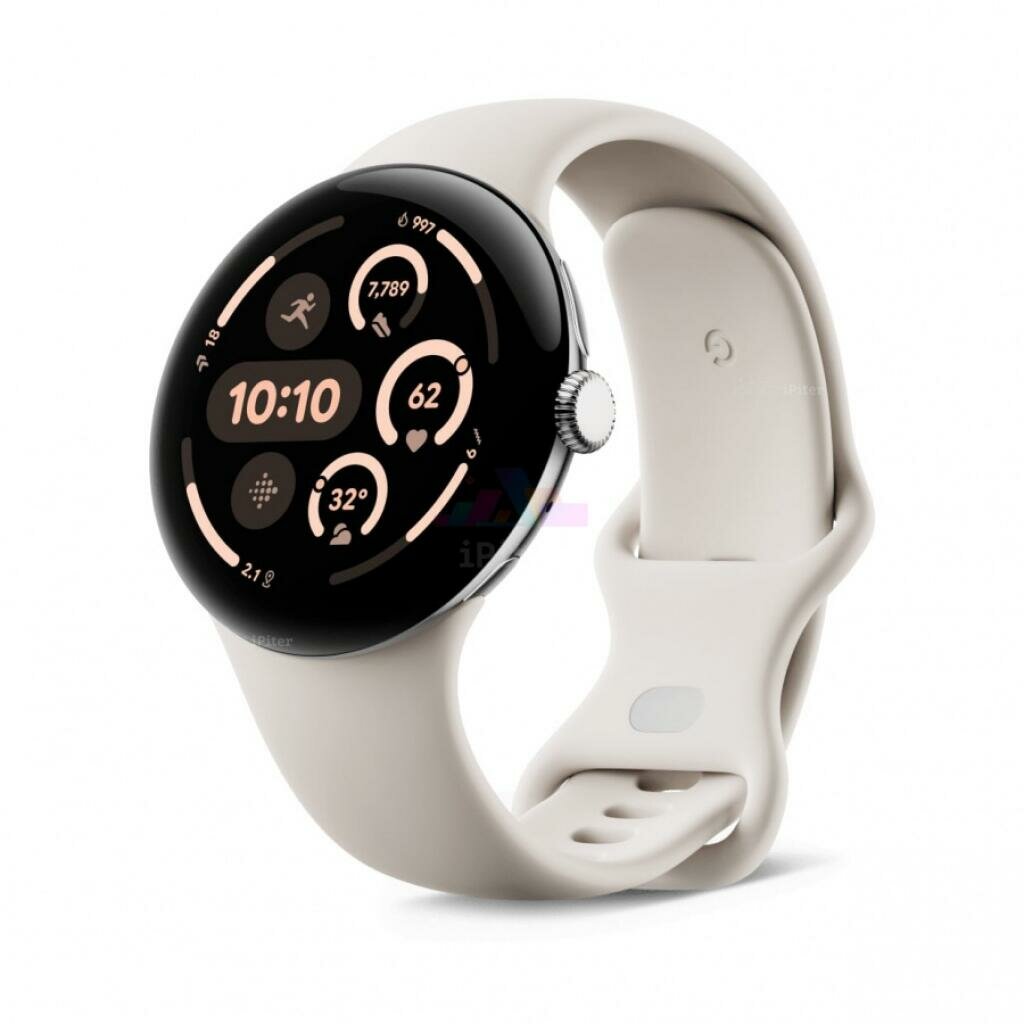 Смарт-часы Google Pixel Watch 3, 45mm, LTE, Polished Silver With Porcelain Band