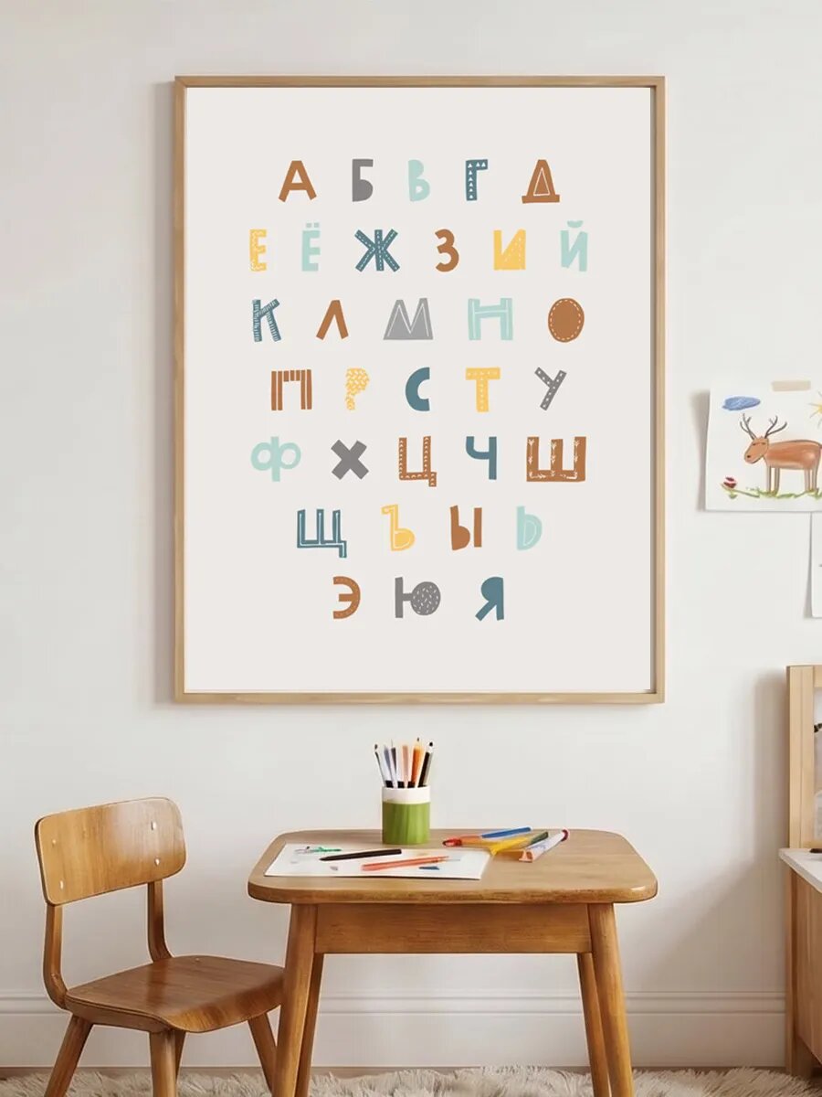 Постер на стену в детскую А3 русский алфавит