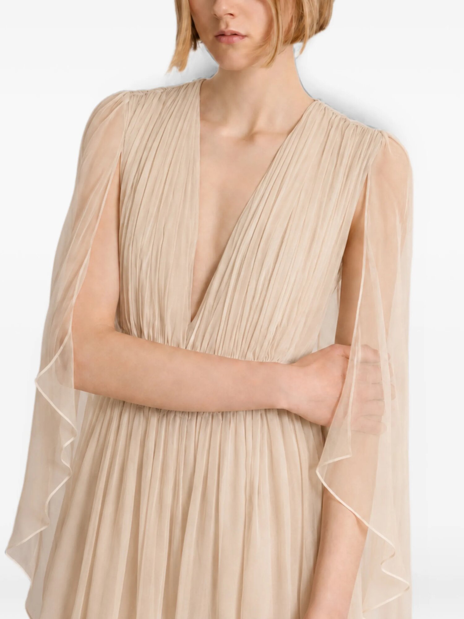 Платье Alberta Ferretti Pleated silk maxi dress, размер 42 — фото 1