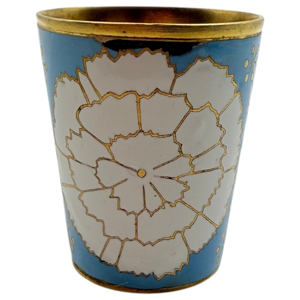 Стопка "Одуванчик", 50 мл, металл, эмаль, 1960-1970 гг, ЛЮМ, Ленинград, СССР (2 скол)