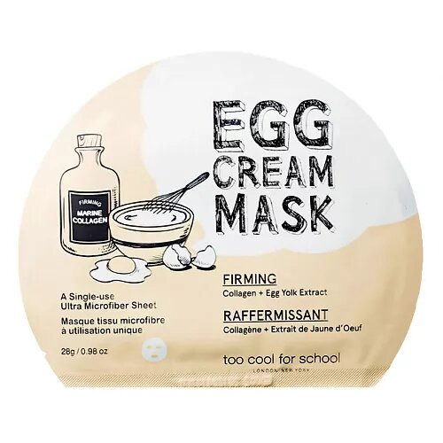 TOO COOL FOR SCHOOL Яичная маска для лица подтягивающая Egg, 28 г