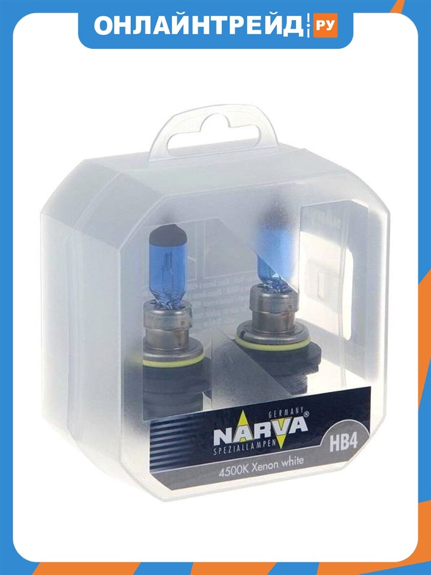 Лампа автомобильная Narva Range Power White HB4/9006 55W P22d 4500K 12V, 2шт, 486262100