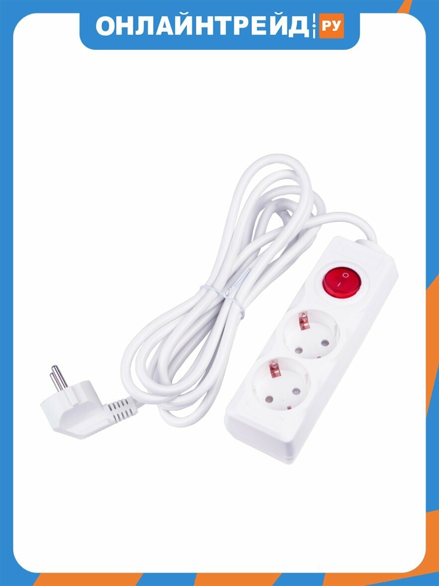 Удлинитель Uniel S-GCU2-3B WHITE Ultra, шнур 3м, 2 гнезда, 16A, с/з. Белый, UL-00010010