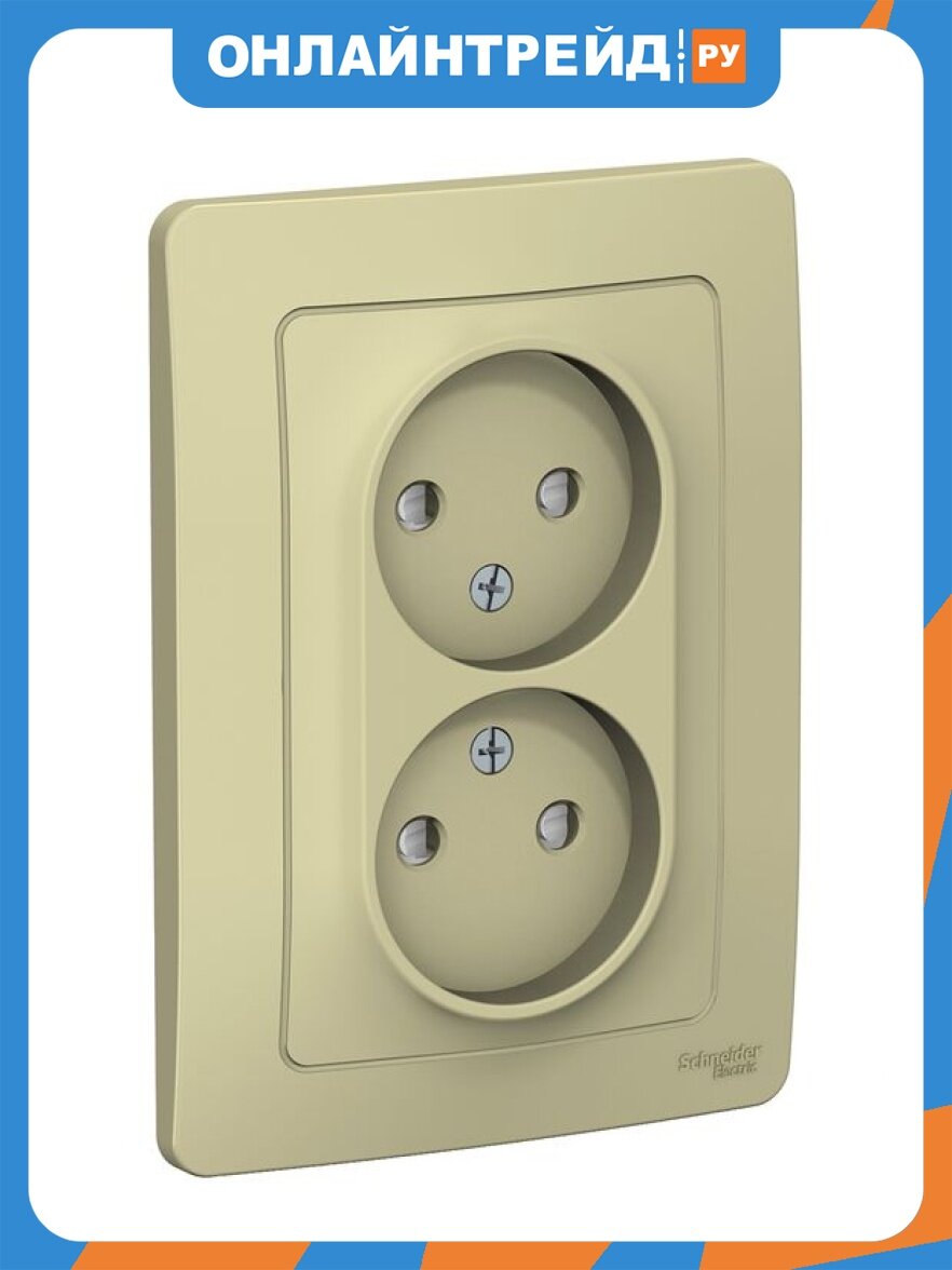 Розетка Systeme Electric (schneider Electric) SCHNEIDER ELECTRIC BLANCA двойная без заземления со шторками, 16А, 250В, бежевый