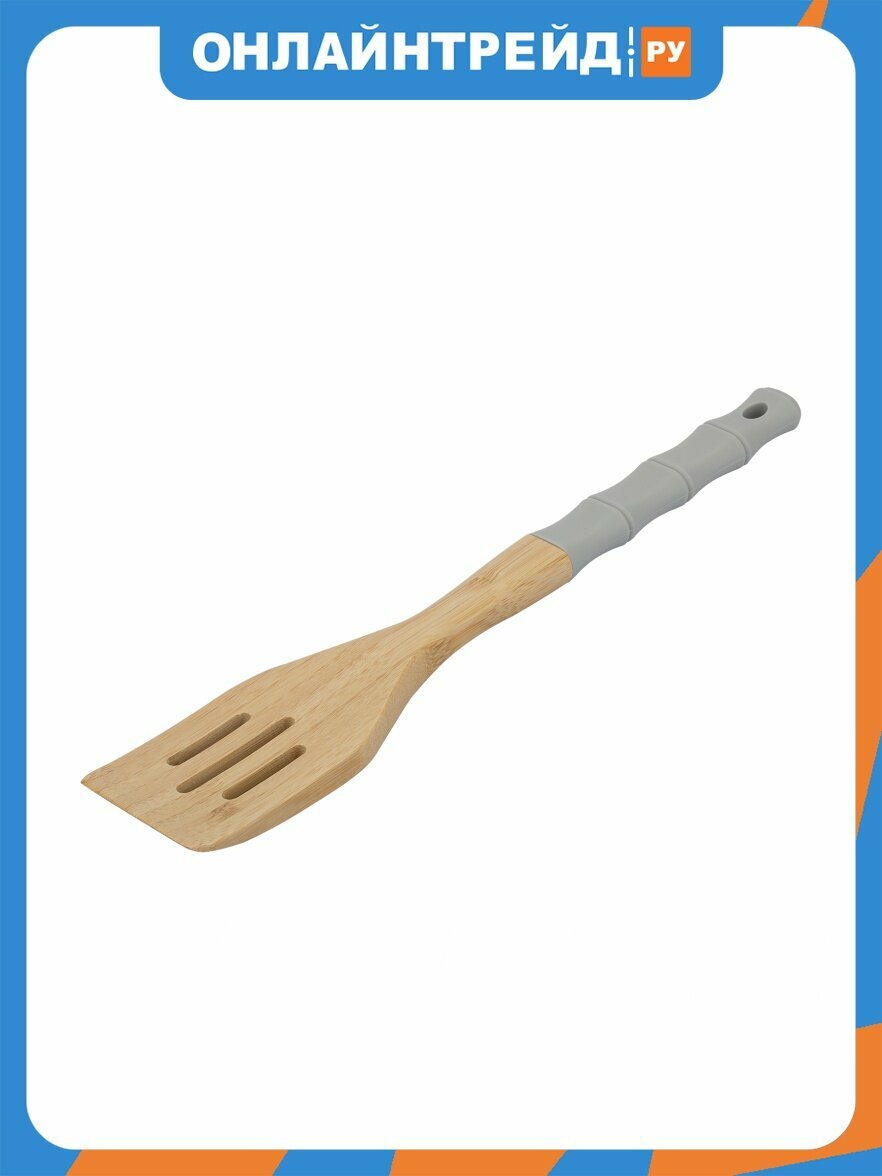 Лопатка кулинарная Regent Inox Linea BAMBOO с прорезями, 30.5х5.5 см, силикон/бамбук (74-202)