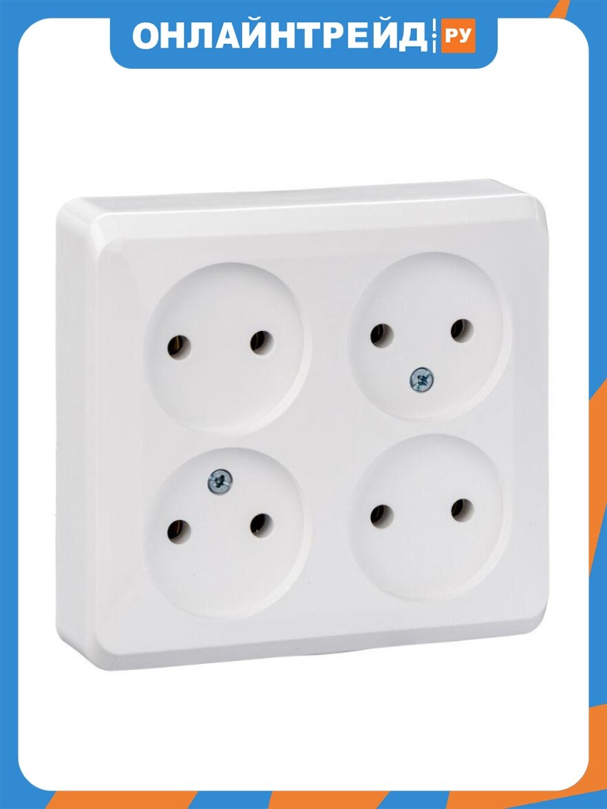 Розетка Systeme Electric (schneider Electric) SCHNEIDER ELECTRIC 4-ая б/з без шторок SE Этюд наруж, Белый, PA16-205B