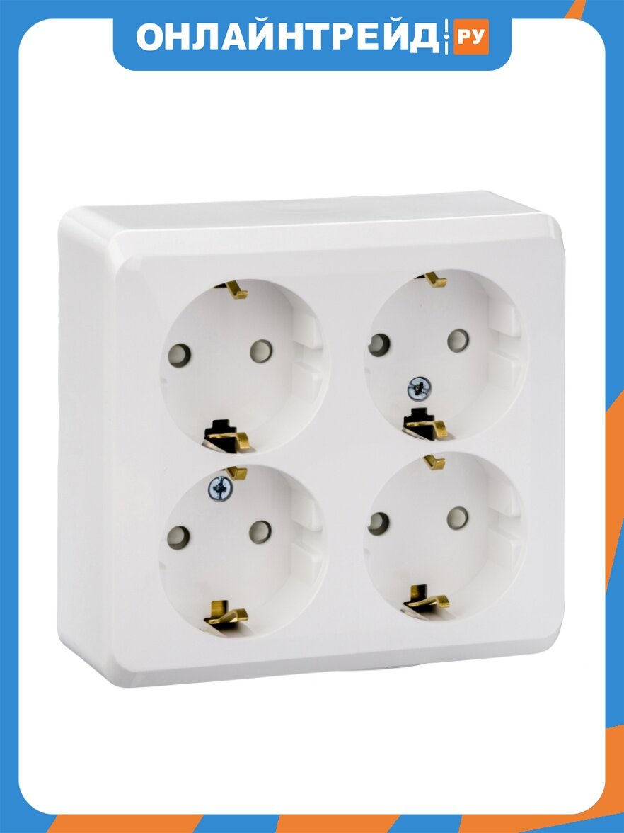 Розетка Systeme Electric (schneider Electric) SCHNEIDER ELECTRIC этюд 4-ая с/з со шторками, Белый, PA16-208B, PA16-208B