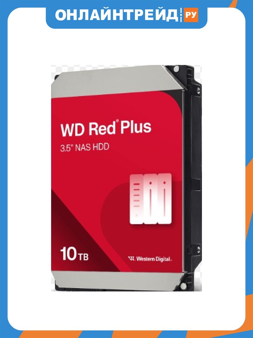 Жесткий диск Western Digital 3.5" WD Red Plus 10 ТБ, SATA III, 512 Mb, 7200 rpm CMR (WD100EFGX)