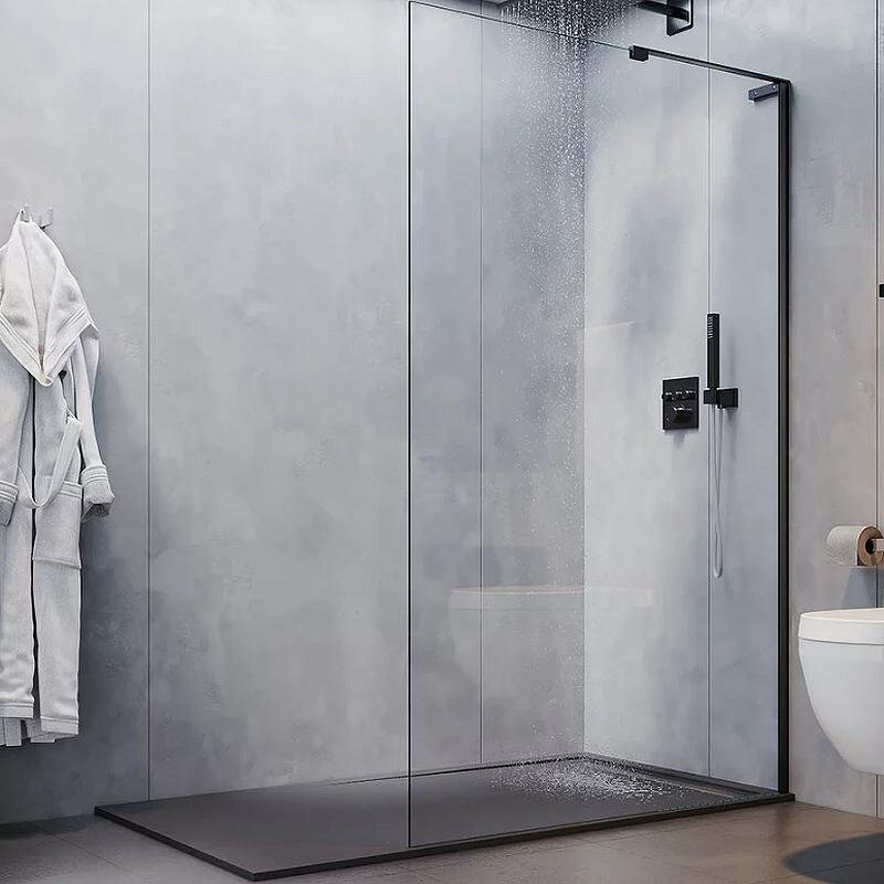 Душевая перегородка Veconi Korato KR-77B 100 KR77B-100-01-C8 профиль Черный матовый стекло прозрачное