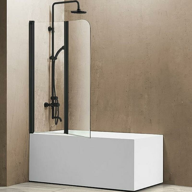 Шторка на ванну Vincea VSB 114x140 VSB-12114CLB профиль Черный стекло прозрачное
