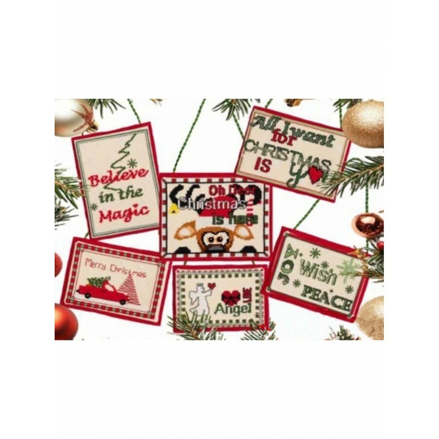 Набор для вышивания Christmas Ornaments Set of 6 materials incl, канва лён 32 ct 20 х 14 см THEA GOUVERNEUR 608