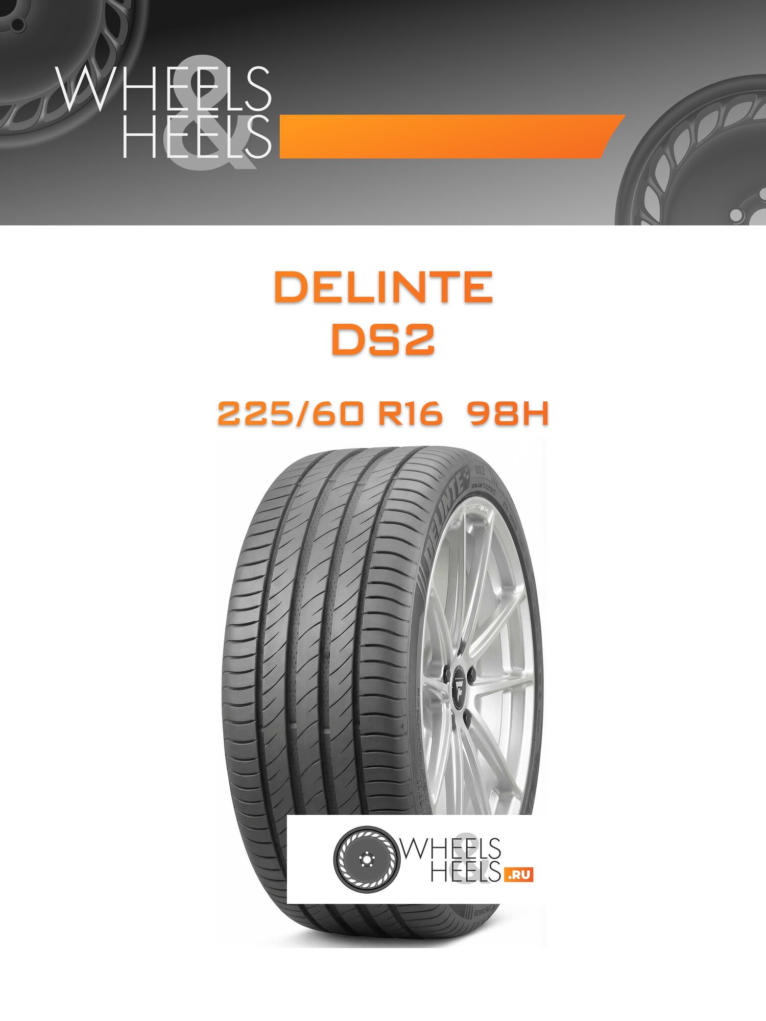 Шина автомобильная Delinte DS2 225/60 R16 98H SUMMER, летняя, универсальная