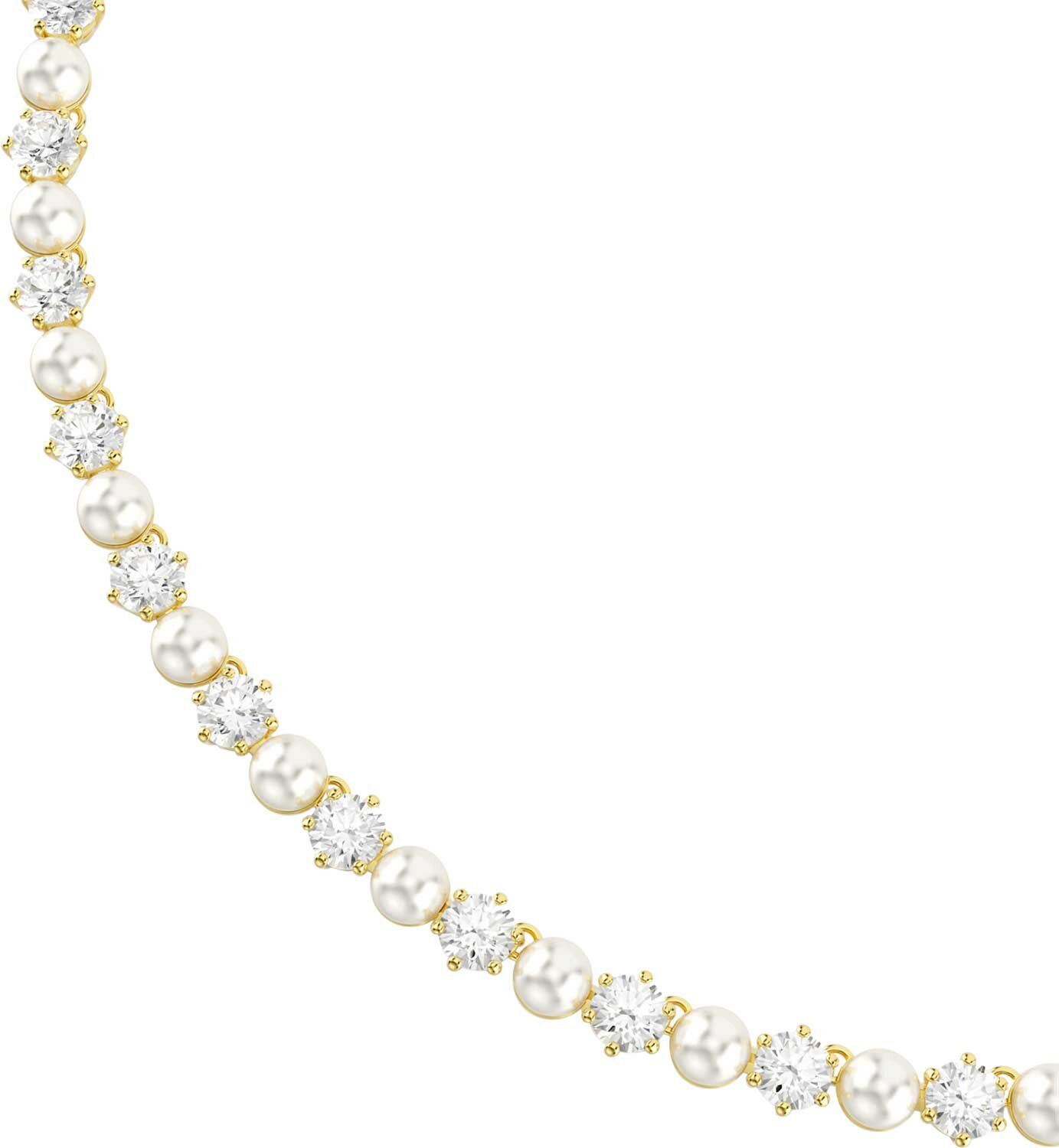 Колье SWAROVSKI, жемчуг Swarovski синтетический, длина 49 см, белый, золотой — фото 1