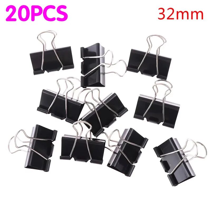 Черные металлические зажимы для бумаги 25мм/32мм 32mm 20pcs