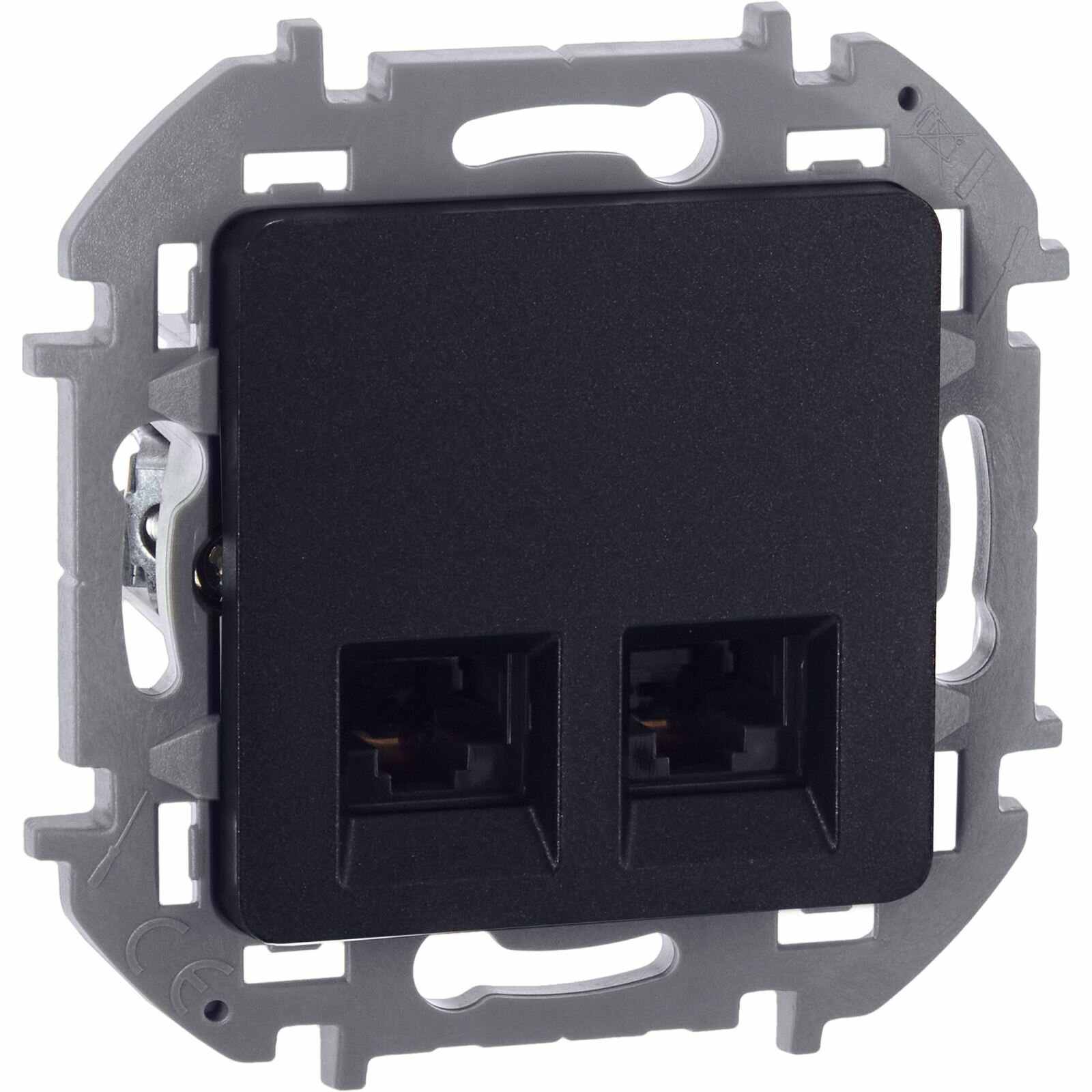 Розетка компьютерная двойная rj45 категория 5е utp антрацит inspiria