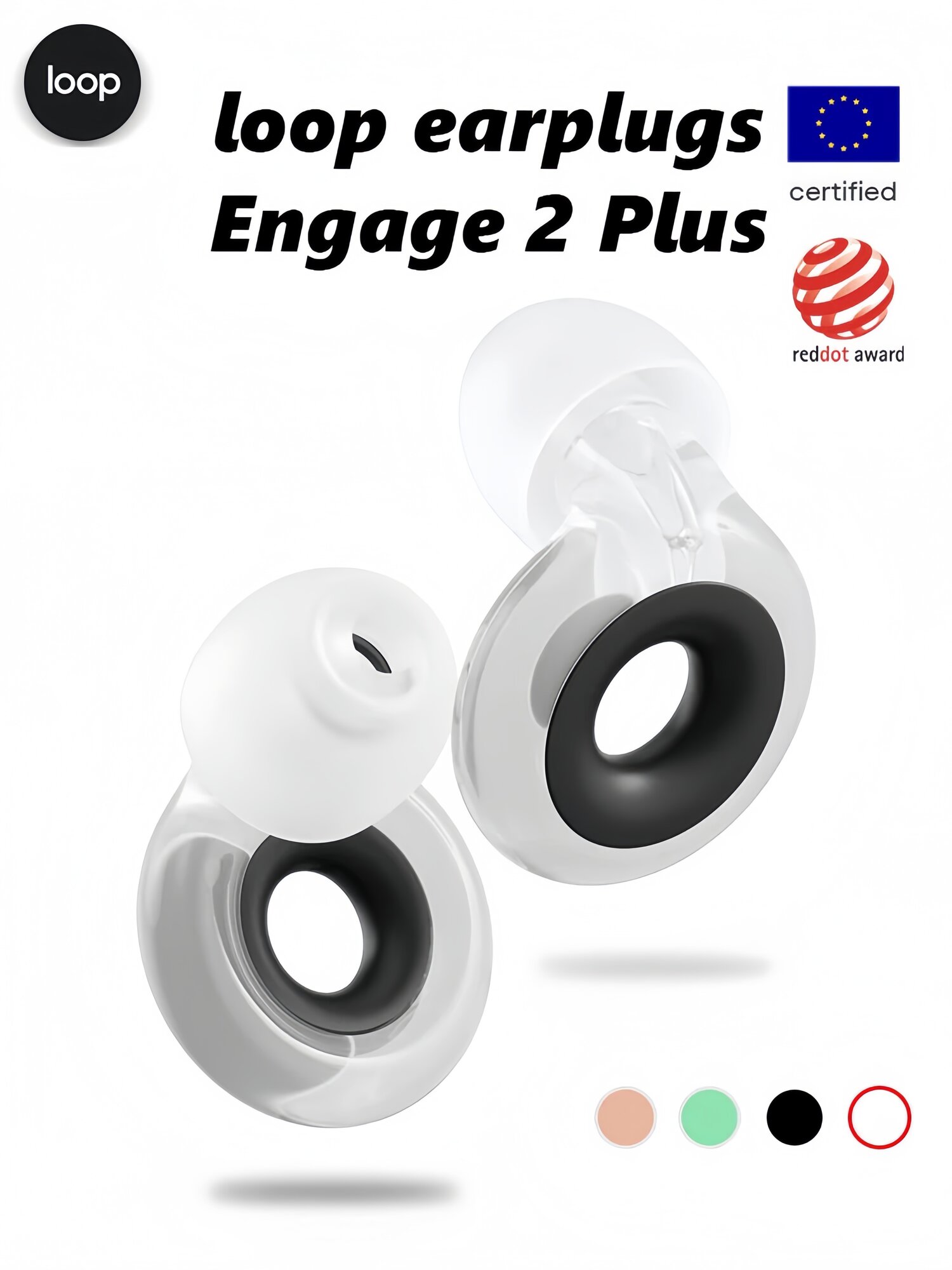 Беруши Loop Earplugs Engage Plus, белые, шумоподавление 21 дБ