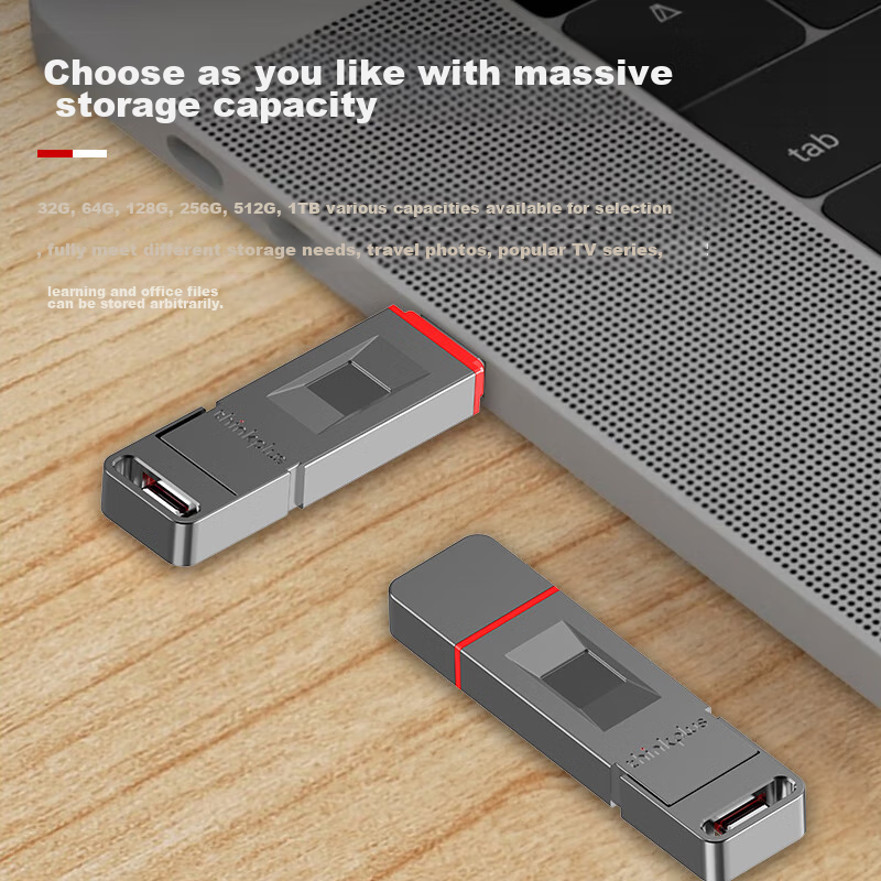 Флеш-накопитель Thinkplus Lenovo FU100 с отпечатком пальца 32 ГБ USB3.2 двойной интерфейс парольная защита для