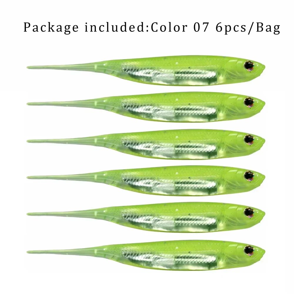 6 шт. мягких силиконовых рыболовных приманок 80 мм 2,8 г 6pcs Color 07