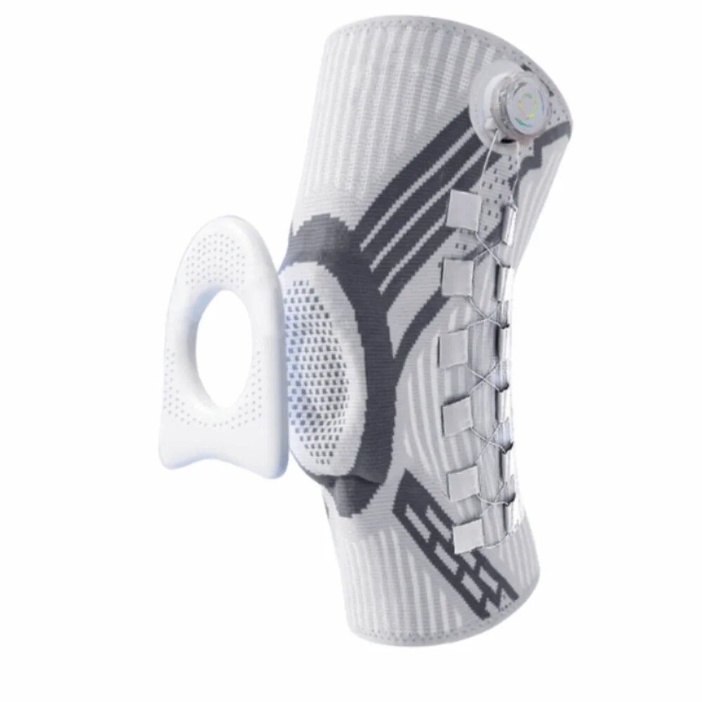 Профессиональные регулируемые наколенники с эластичной тонкой Белый, XL(72.5-92.5kg), White left