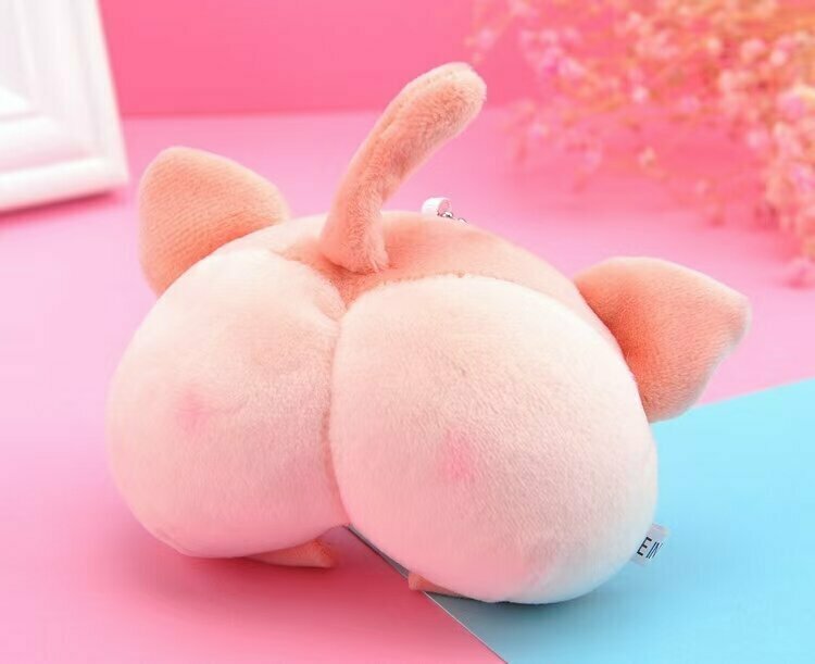 Симпатичная персиковая попка, плюшевый брелок для ключей-piggy butt