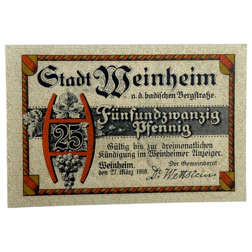 Германия (Германская империя) Вайнхайм 25 пфеннигов 1918 г.