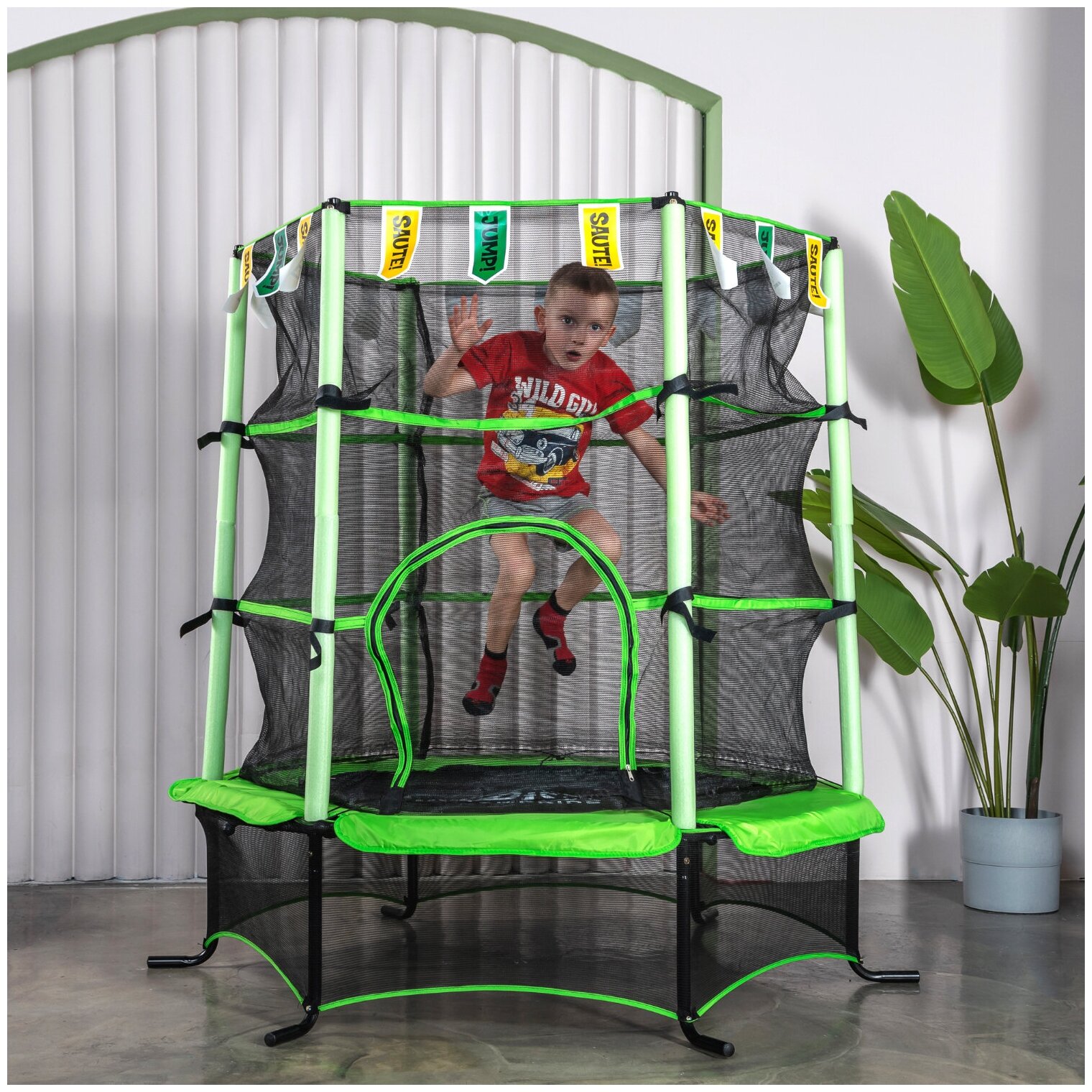 Батут DFC JUMP KIDS 55" зеленый, сетка (137см)