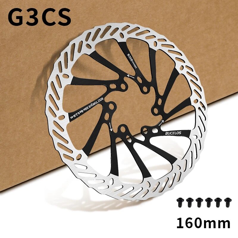 BUCKLOS Ротор дискового тормоза велосипеда G3CS 160/180/203 мм Black-160MM