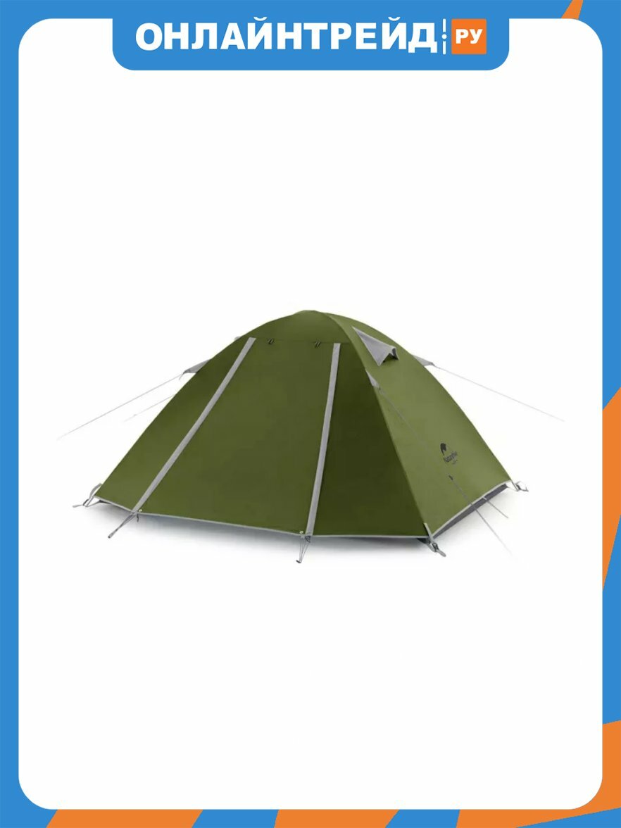 Палатка Naturehike P-Series 2-местная, алюминиевый каркас, темно-зеленый