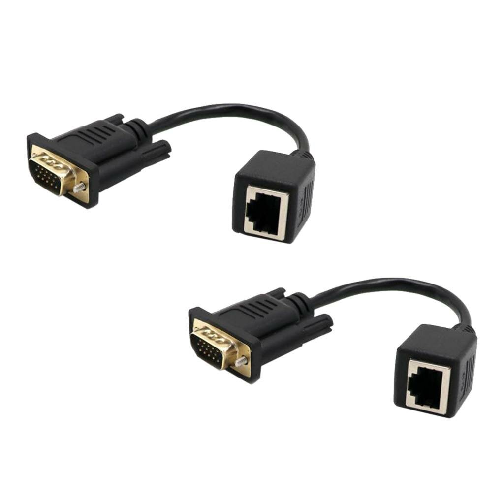 2xVGA 15-контактный штекерный удлинитель для подключения к локальной сети Cat5, адаптер Ethernet «мама»