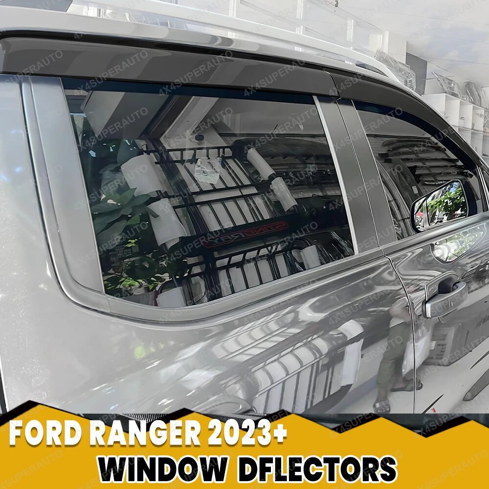 Дефлекторы окон (ветровики) Sun Rain Guard для Ford Ranger Next Gen T9 2023-2024 Double Cab, защита от непогоды, автомобильные аксессуары