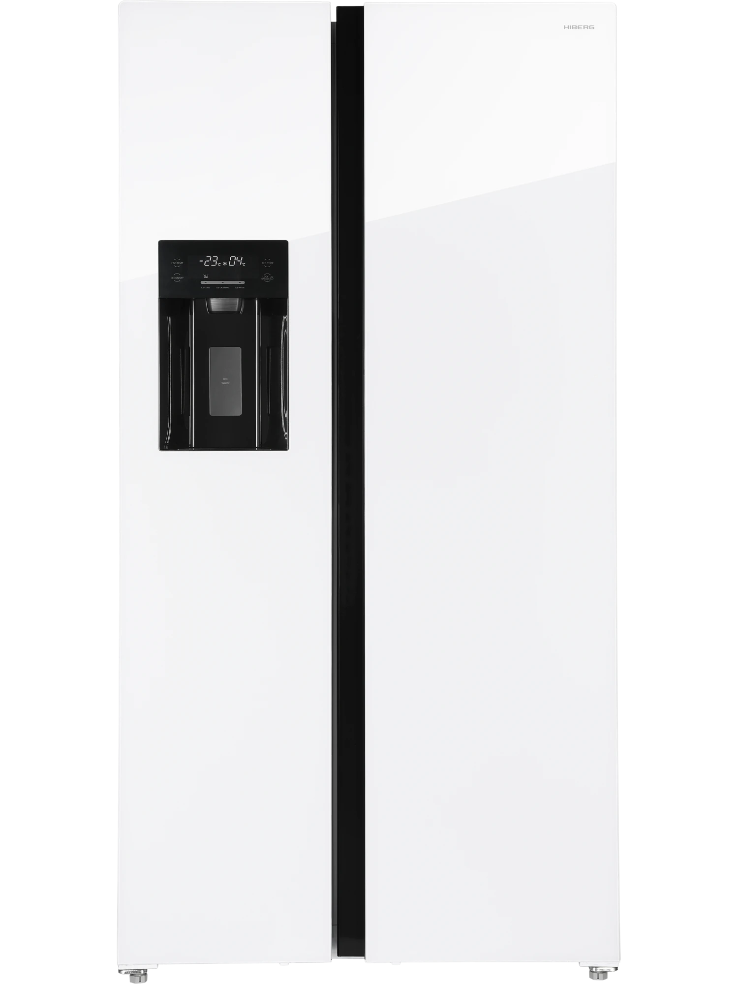 Холодильник HIBERG RFS-650DX NFGW Inverter, белое мерцающее стекло, общий объем 618 л